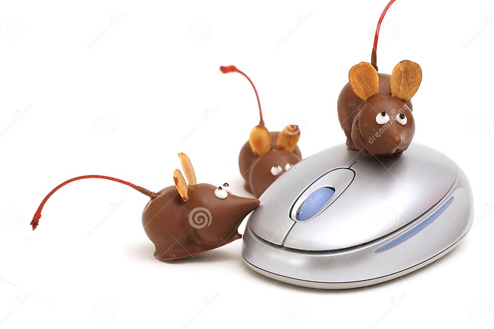 Chocolate Mice on a Mouse Angle Stock Image - Image of mouse, drop: 6229585