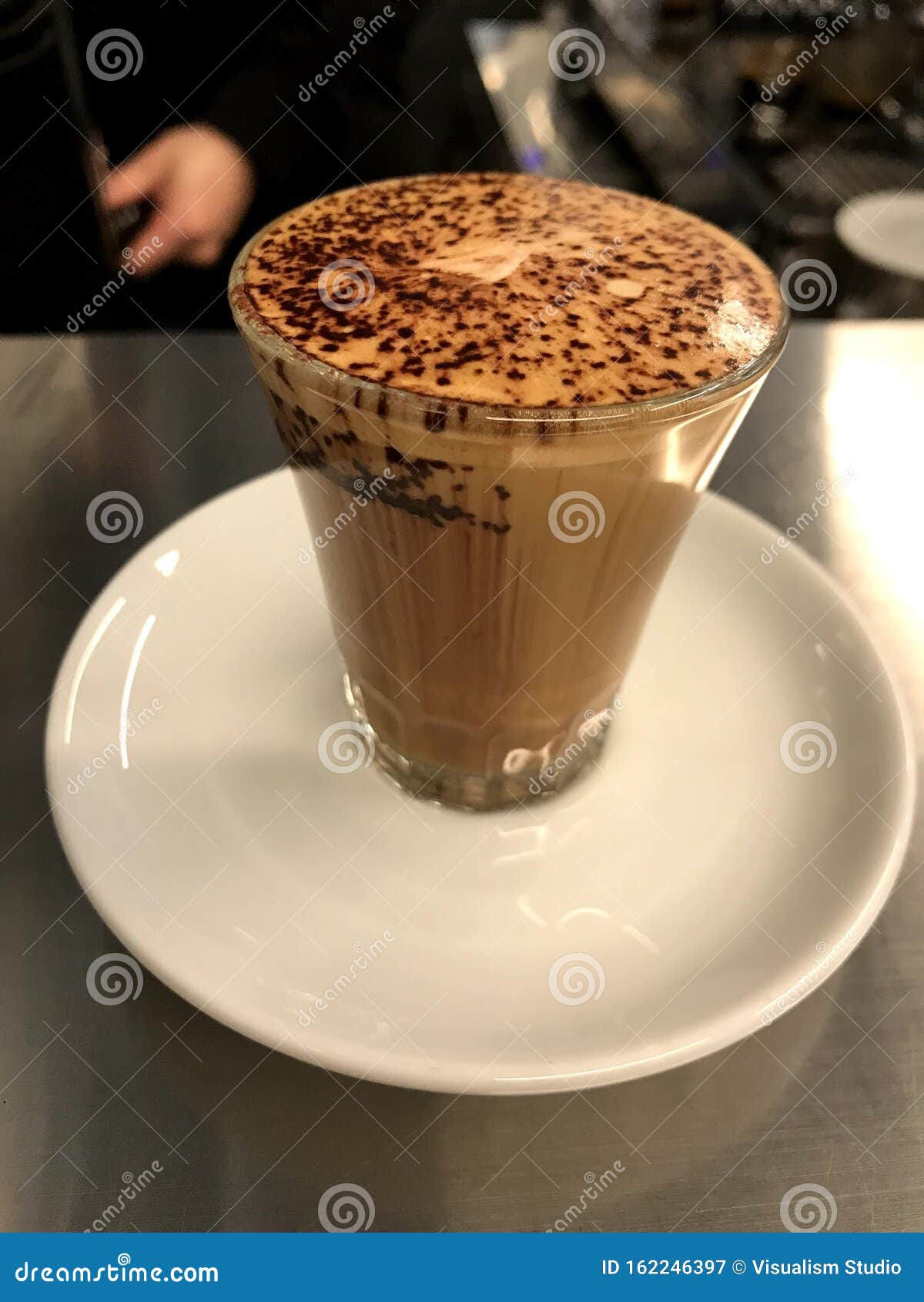 Chocolate Milk Coffee with Chocolate Powder in a Glass Stock Image ...