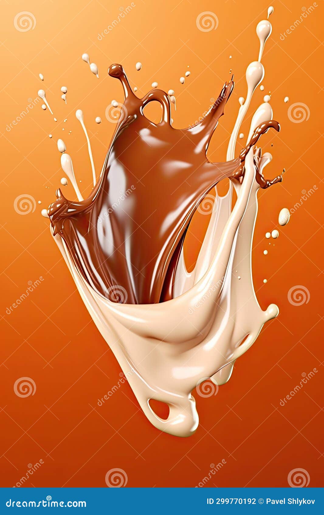 Chocolate and Milk Splashes Moving To Each Other Stock Photo - Image of ...