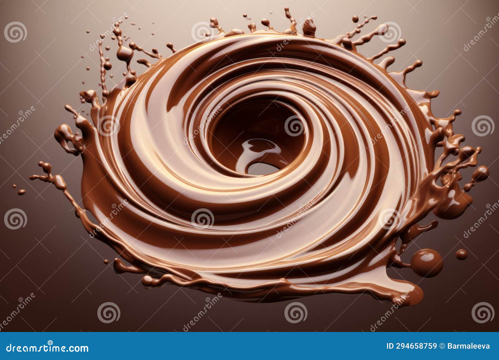Chocolate Milk Swirl Splash. Melted Chocolate Surface Whirlwind Stock ...