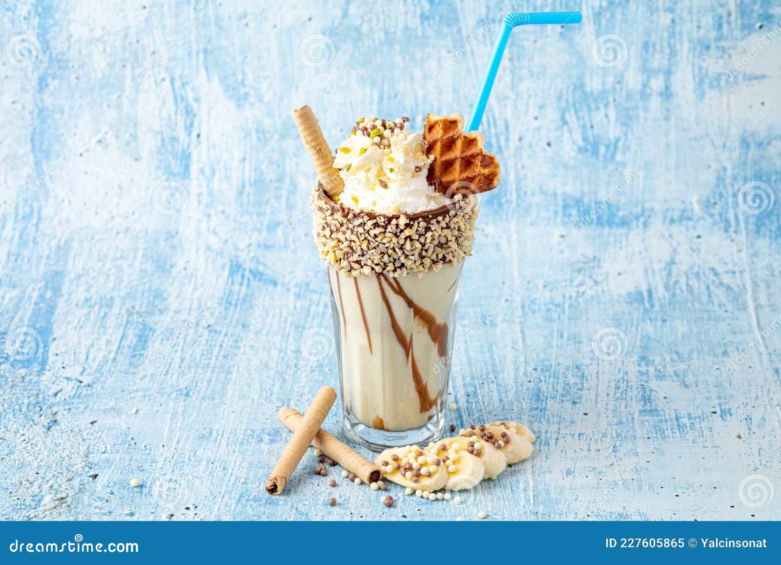 Milkshake With Banana Flour, Banana And Cherry Stock Photography ...
