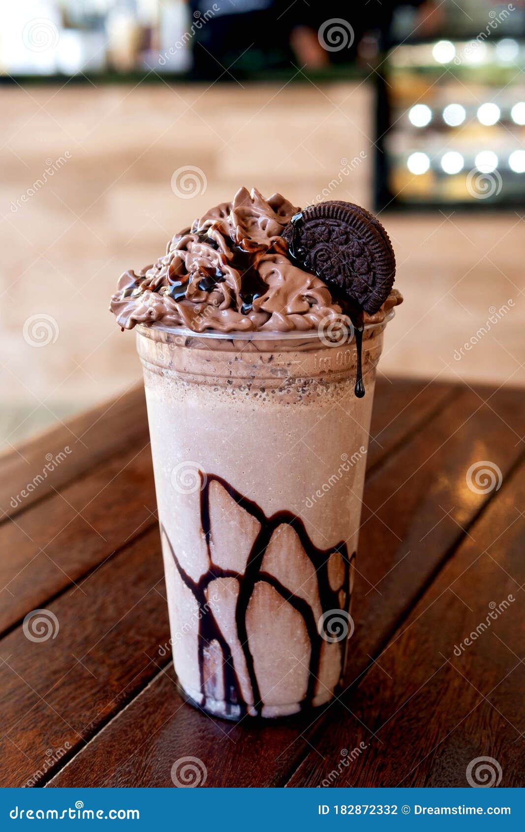 Chocolate Milkshake with Cream and Oreo Biscuits Stock Photo - Image of ...