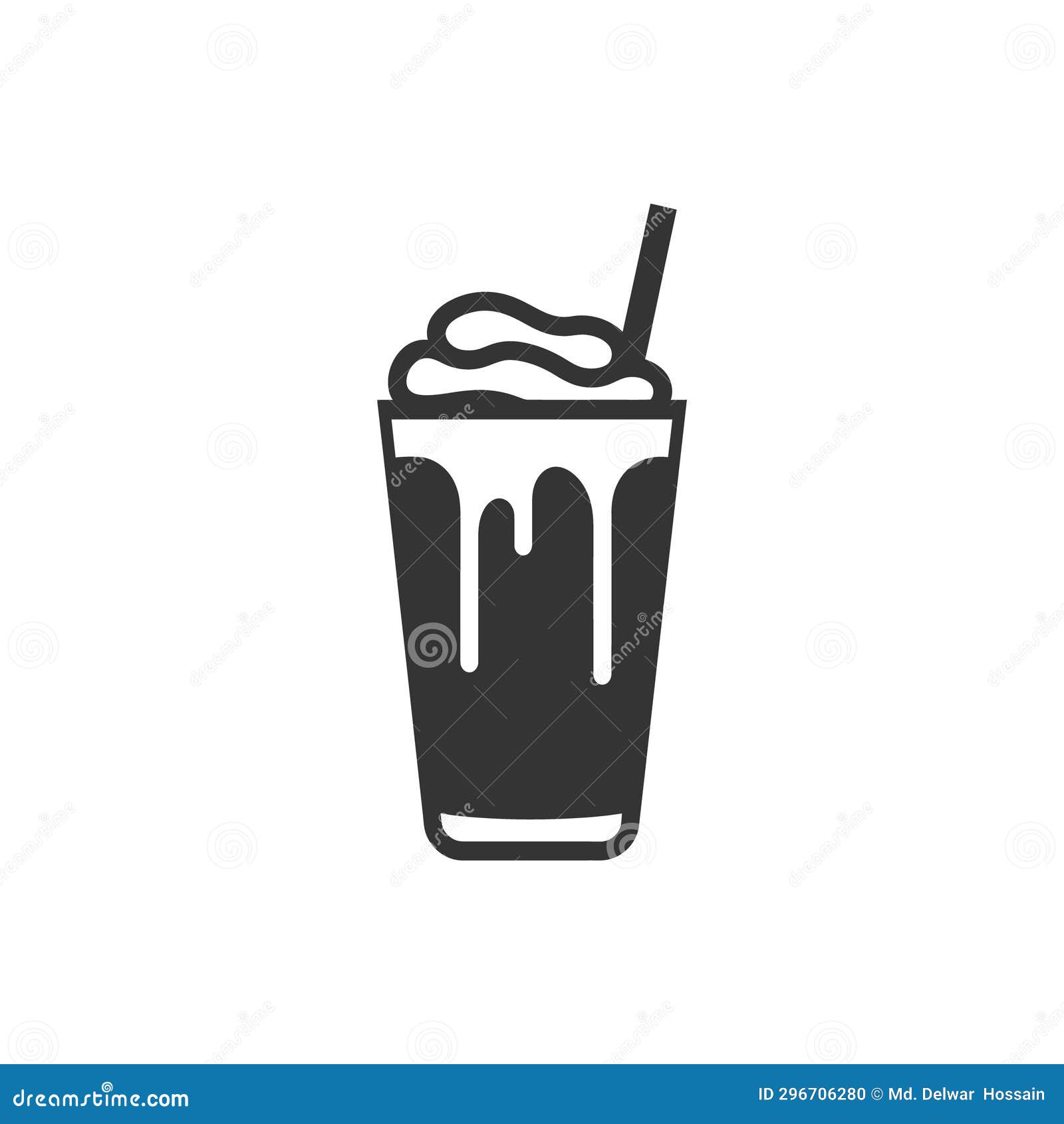 Chocolate Milkshake Icon stock vector. Illustration of vector - 296706280