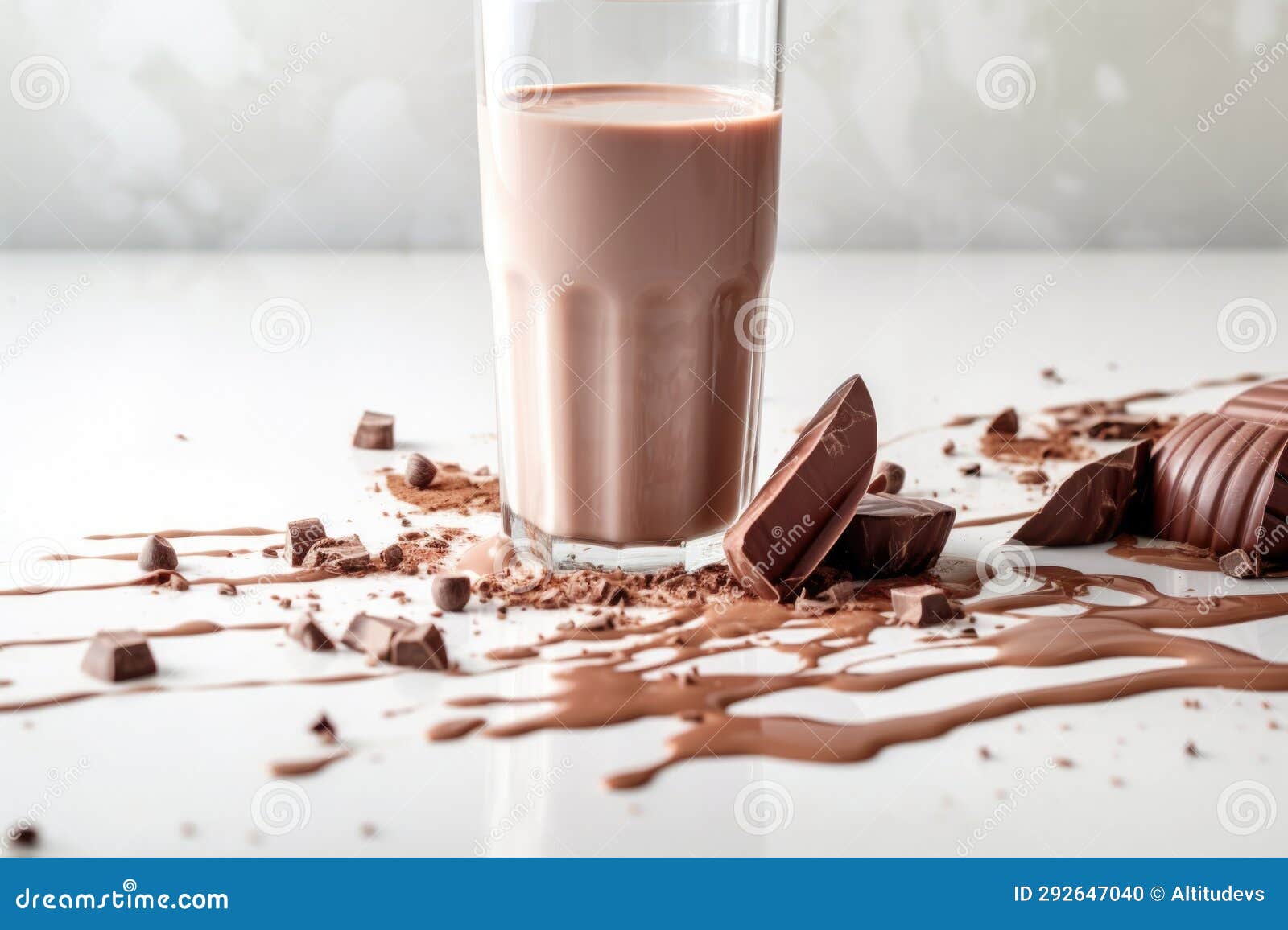 Chocolate Milkshake Spilled on a White Counter Stock Photo - Image of ...