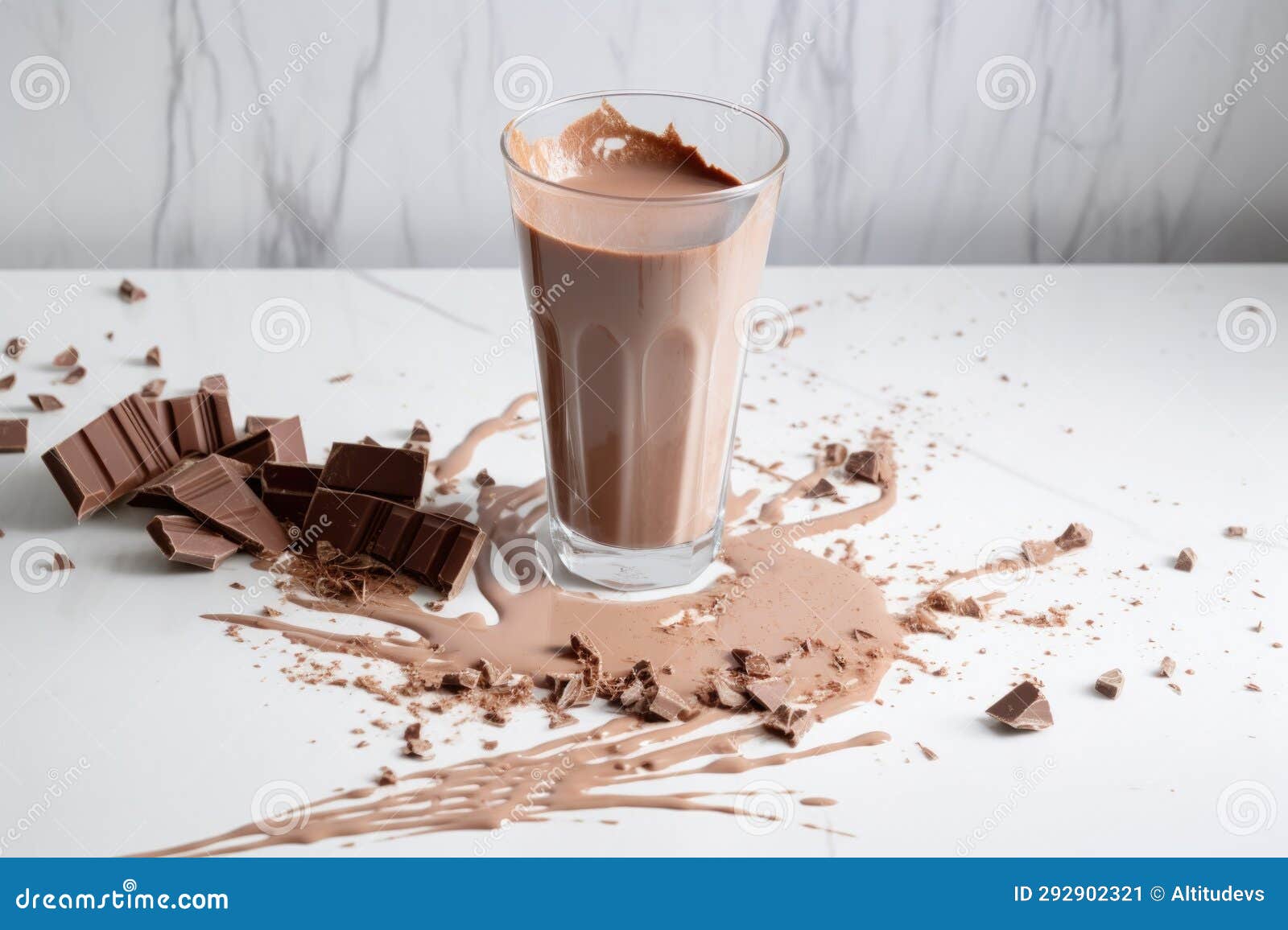 Chocolate Milkshake Spilled on a White Counter Stock Image - Image of ...