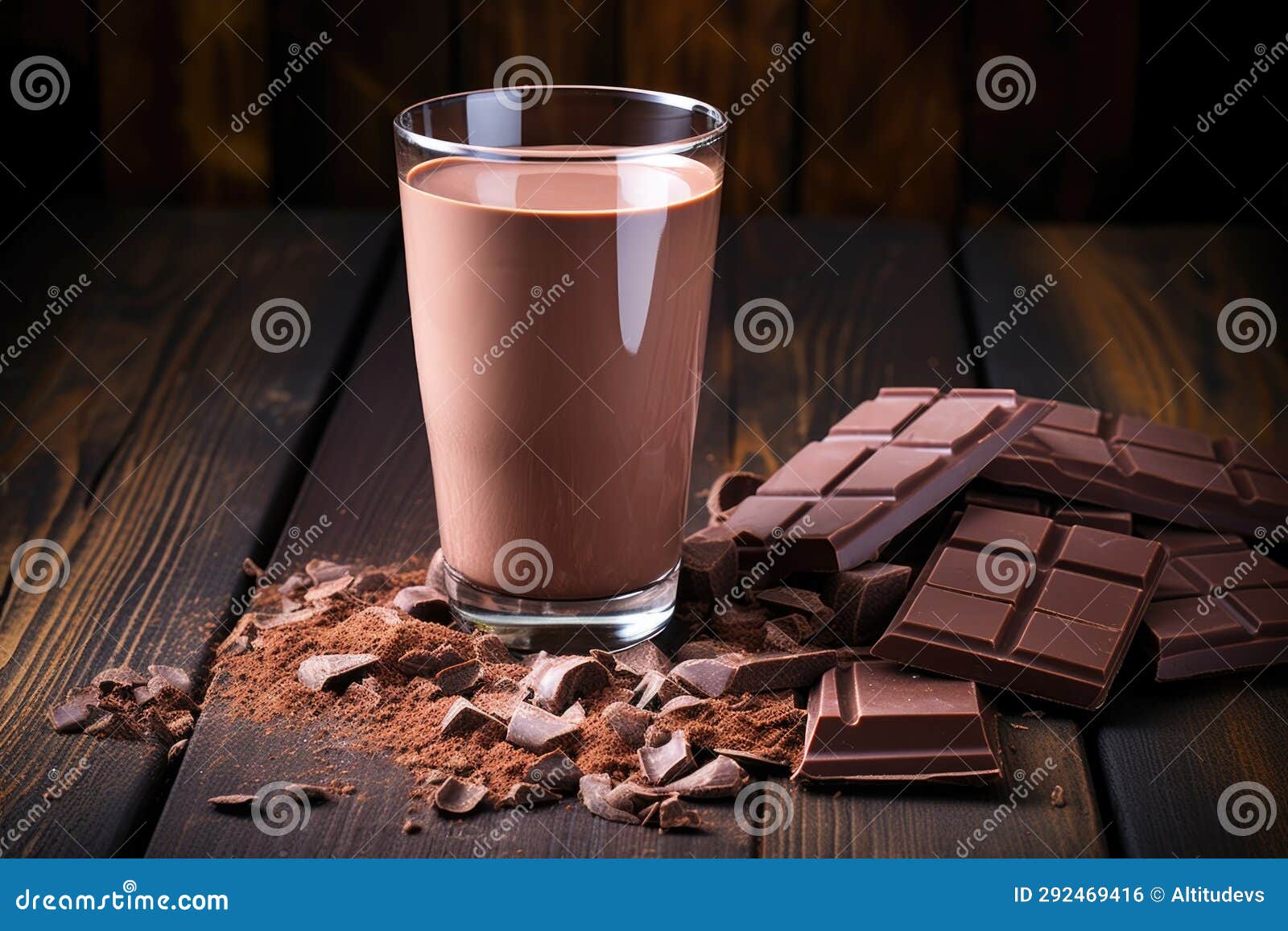 Chocolate Milkshake Spilled on a Wooden Table Stock Illustration ...