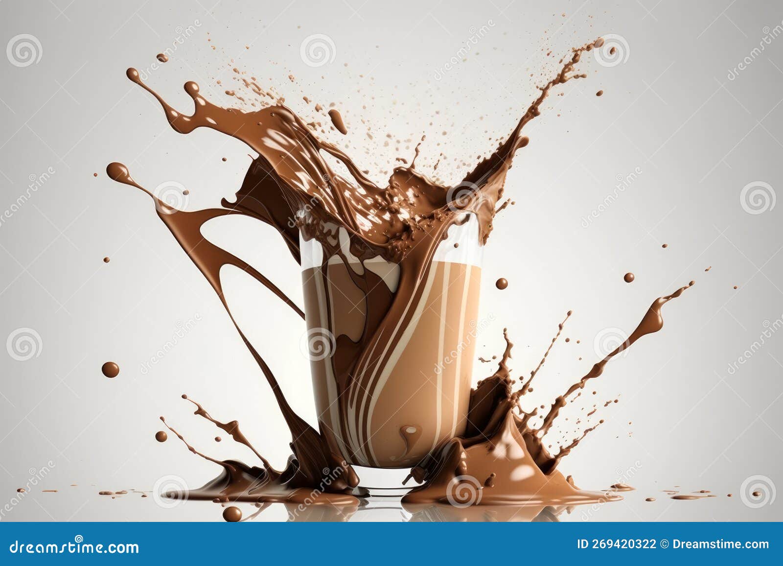 Chocolate Milkshake Splashing Out of Glass. Generative AI Stock ...