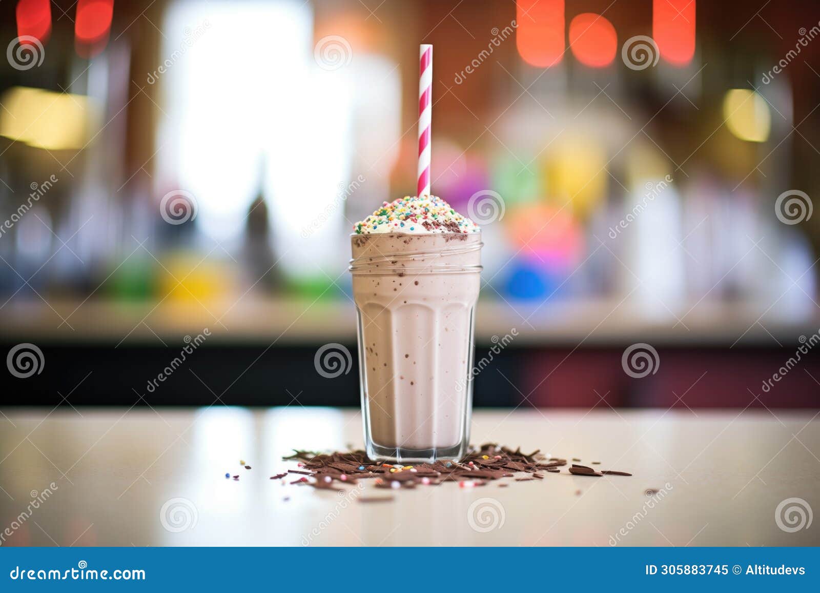 Chocolate Milkshake with Sprinkles on a Diner Counter Stock Image ...