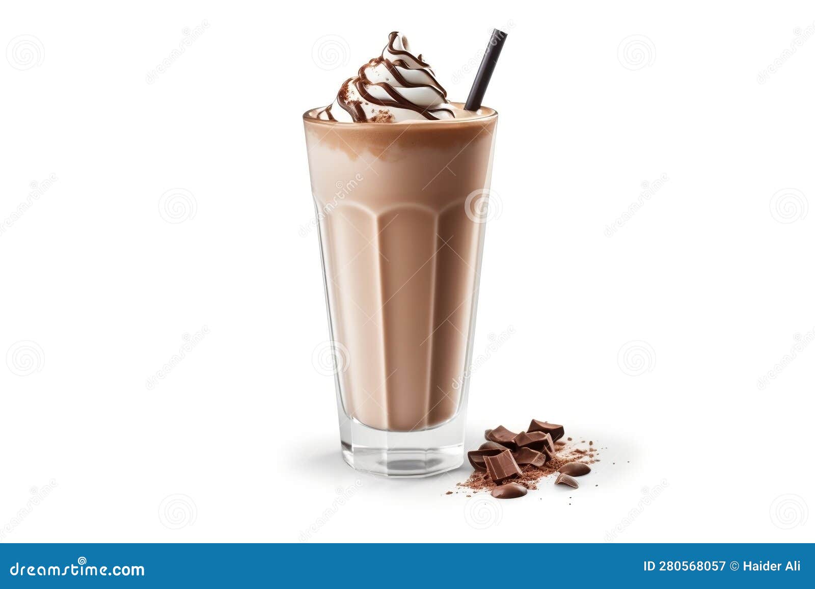 Chocolate Milkshake White Background. Generative AI Stock Illustration ...