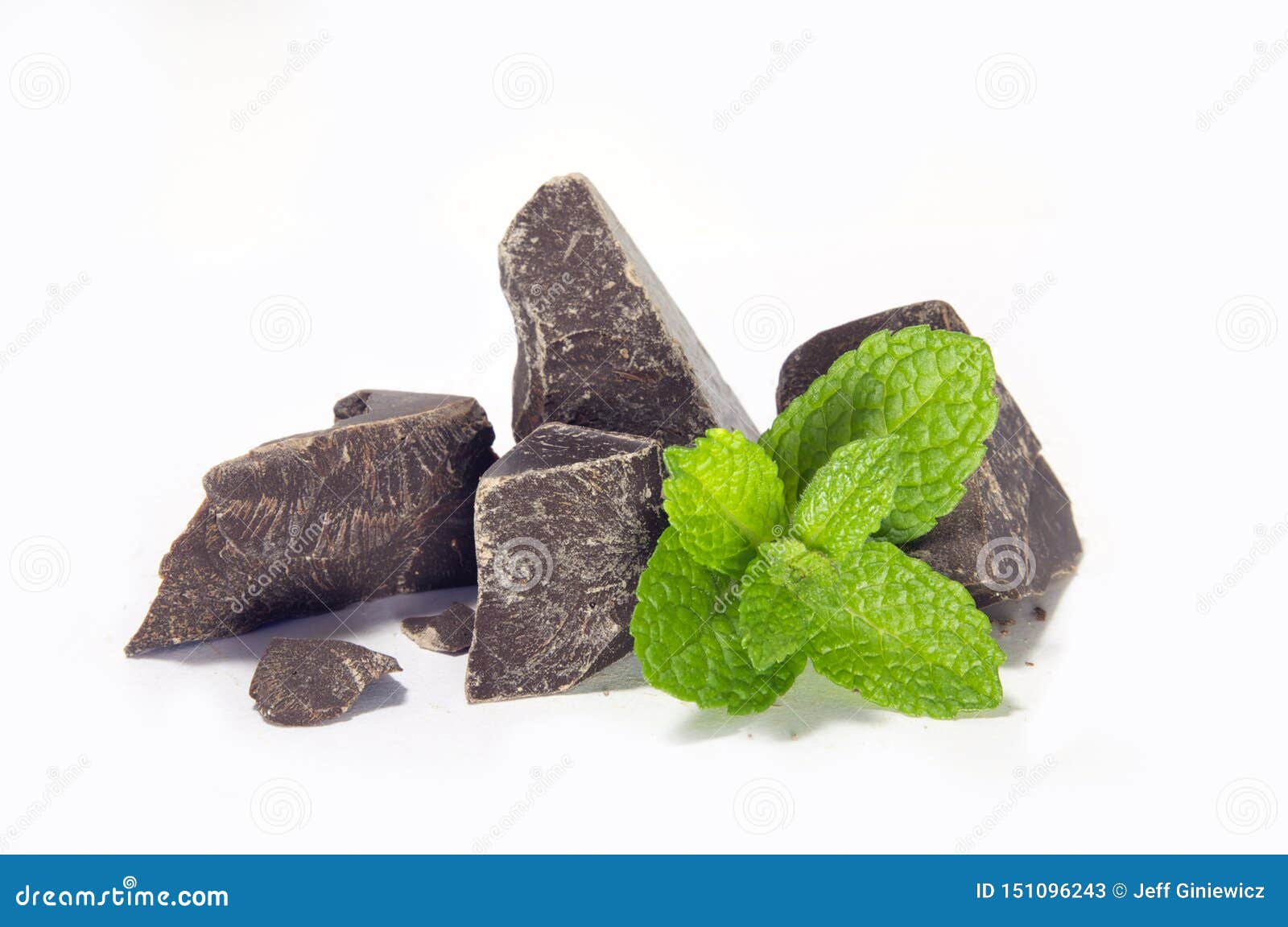 Chocolate with Mint Isolated on a White Background Stock Image - Image ...
