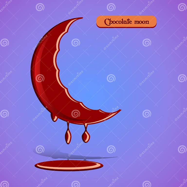 Chocolate Moon, Crescent Moon, Melted with Drops, Silhouette on Stock ...