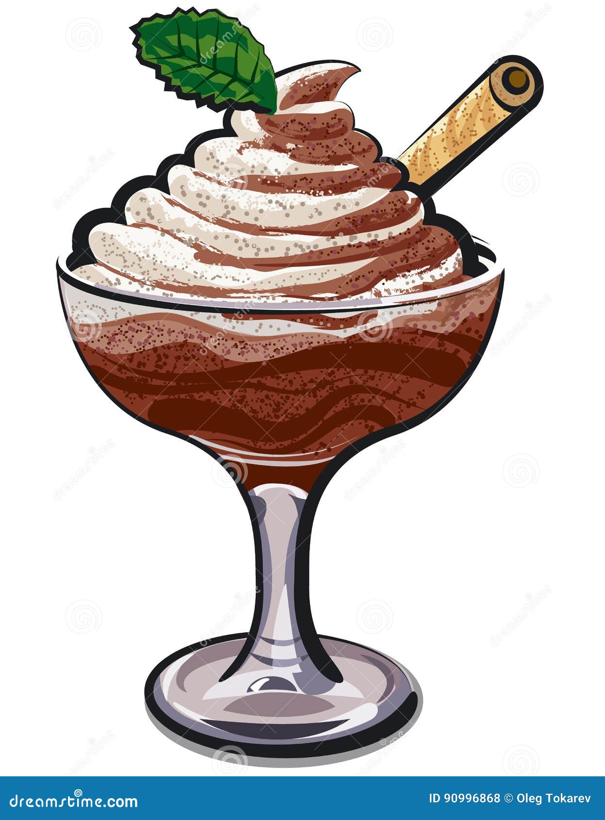 Chocolate Mousse Cake On Plate With Fork Vector Illustration ...