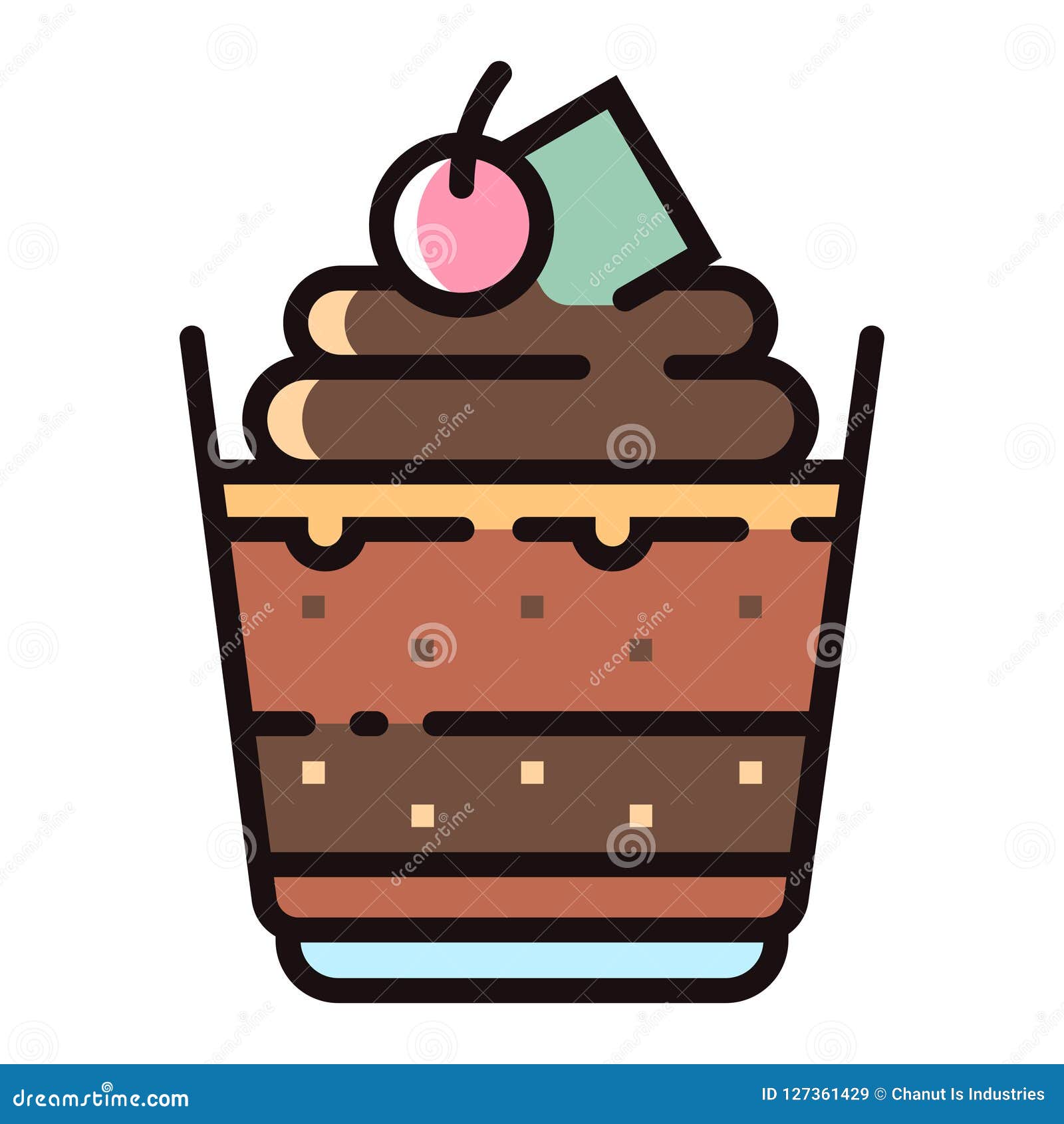 Chocolate Mousse LineColor Illustration Stock Vector - Illustration of ...