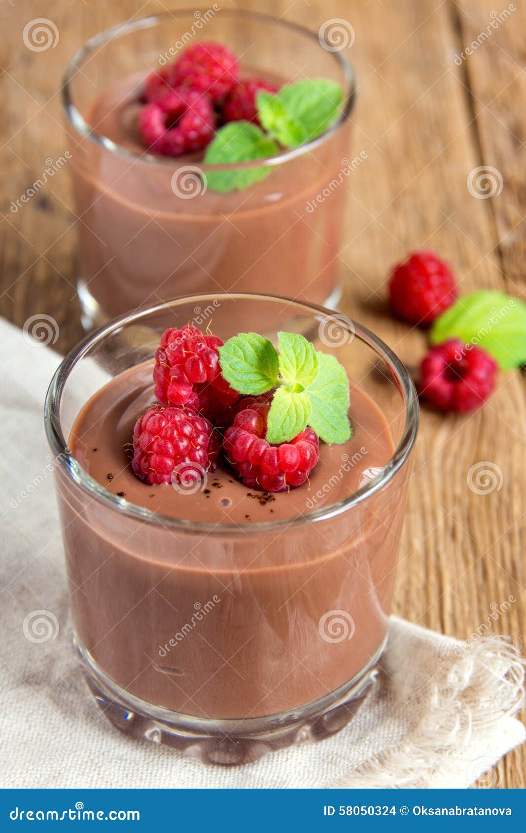 Chocolate Mousse with Raspberry Stock Photo - Image of diet, gastronomy ...