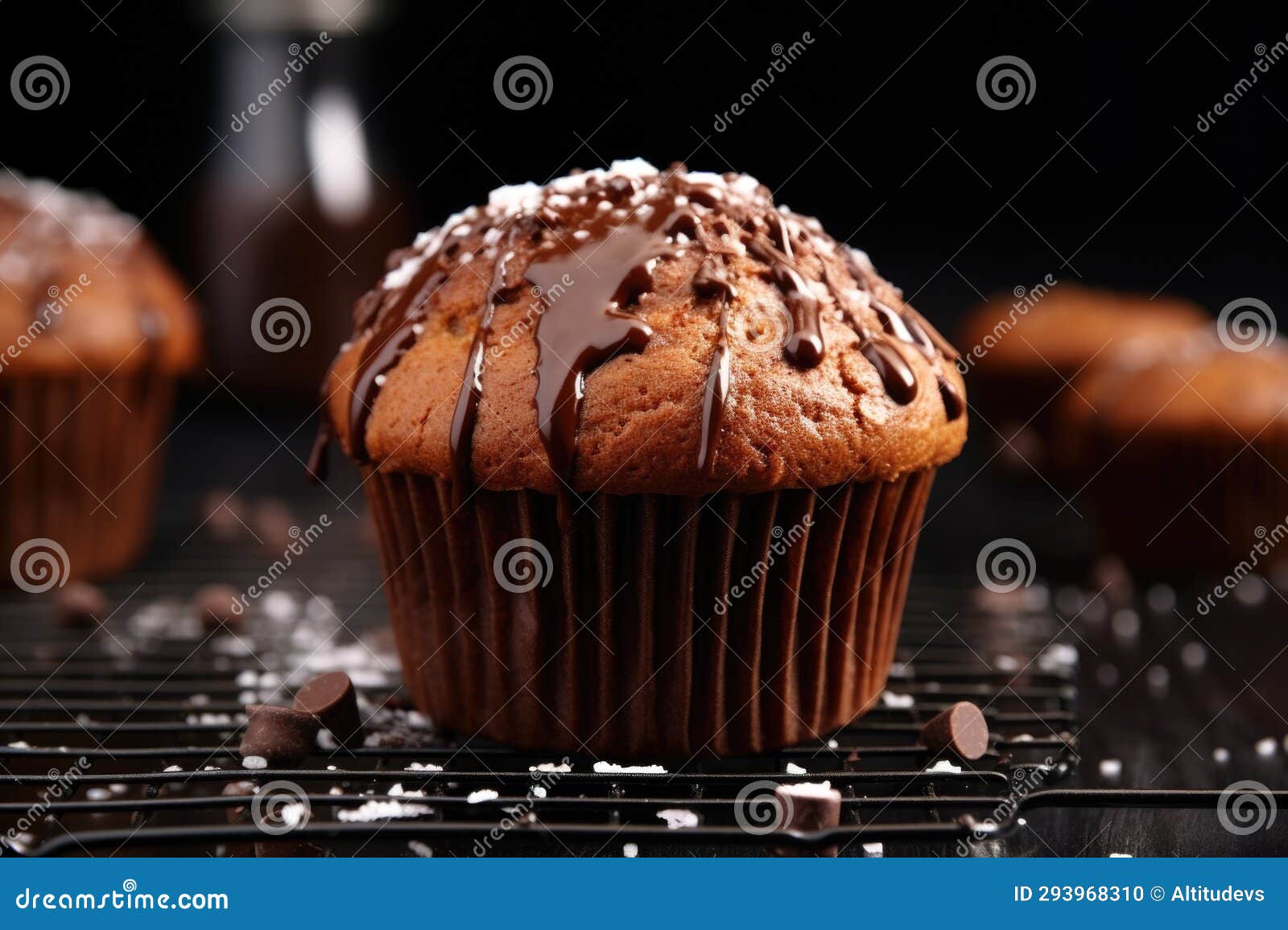 Chocolate Muffin with Melting Cocoa on a Wire Rack Stock Illustration ...