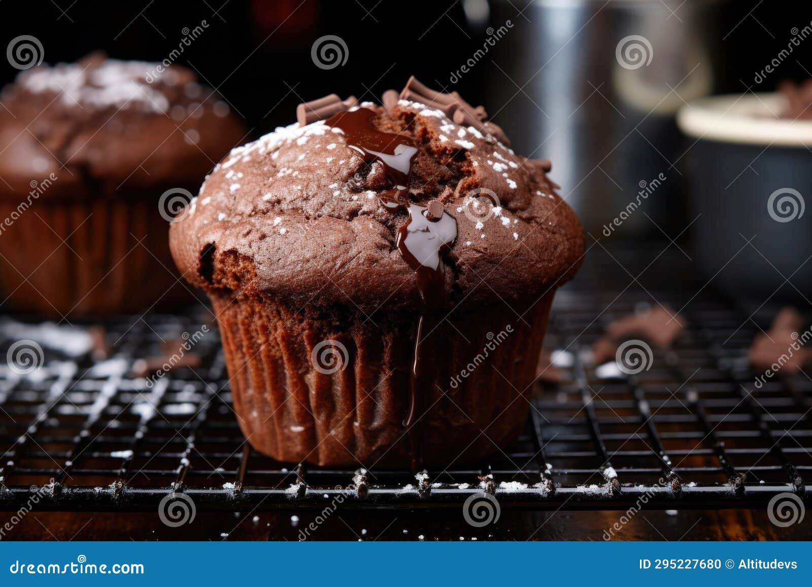 Chocolate Muffin with Melting Cocoa on a Wire Rack Stock Photo - Image ...