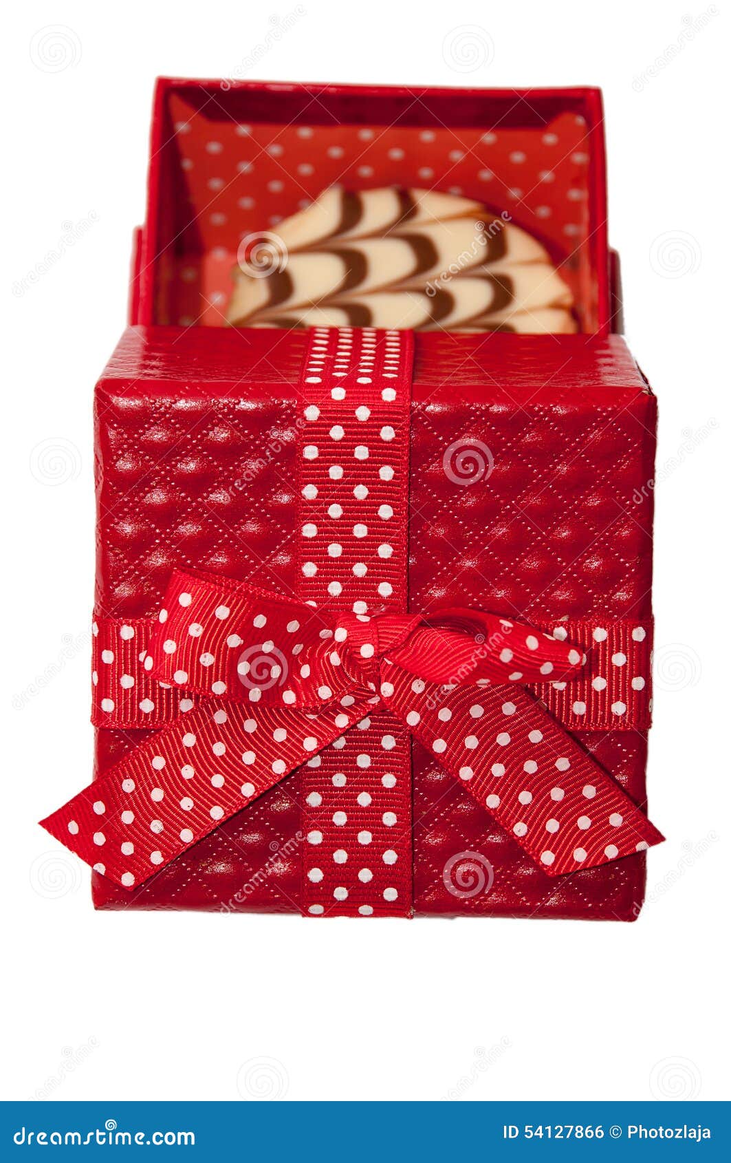 Chocolate Muffin in the Red Gift Box with Bow Stock Photo - Image of ...