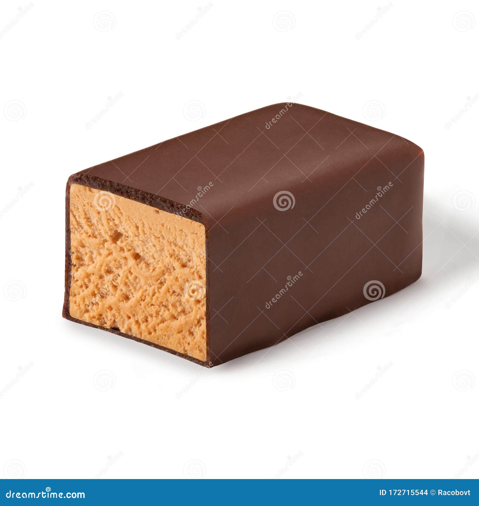 Chocolate Nougat Candy on a White Stock Photo - Image of delicious ...