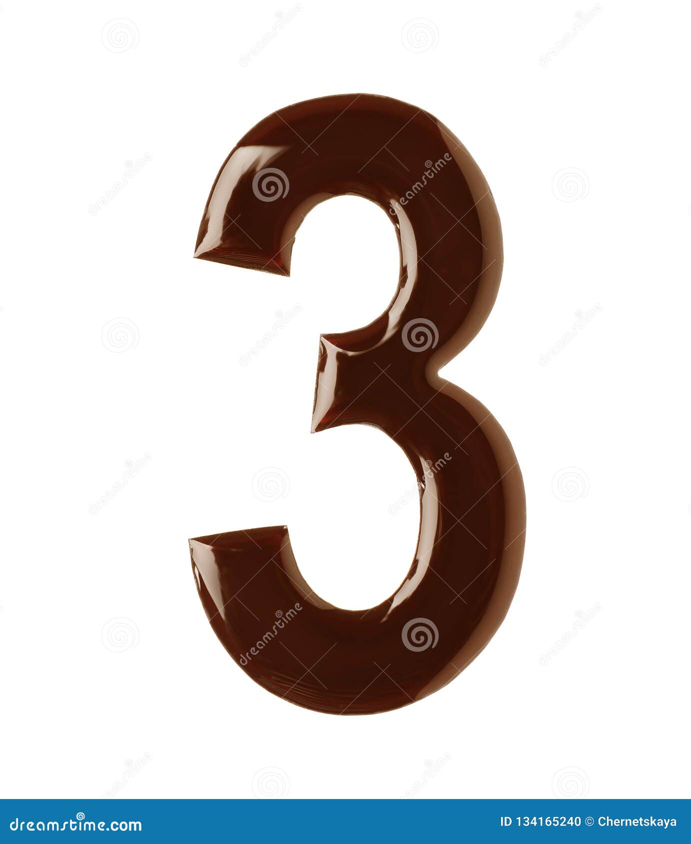 Chocolate Number 3 on White Background Stock Photo - Image of gourmet ...