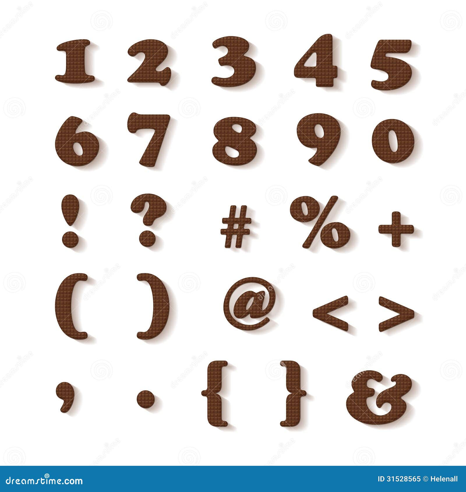Chocolate Numbers and Symbols Stock Illustration - Illustration of ...