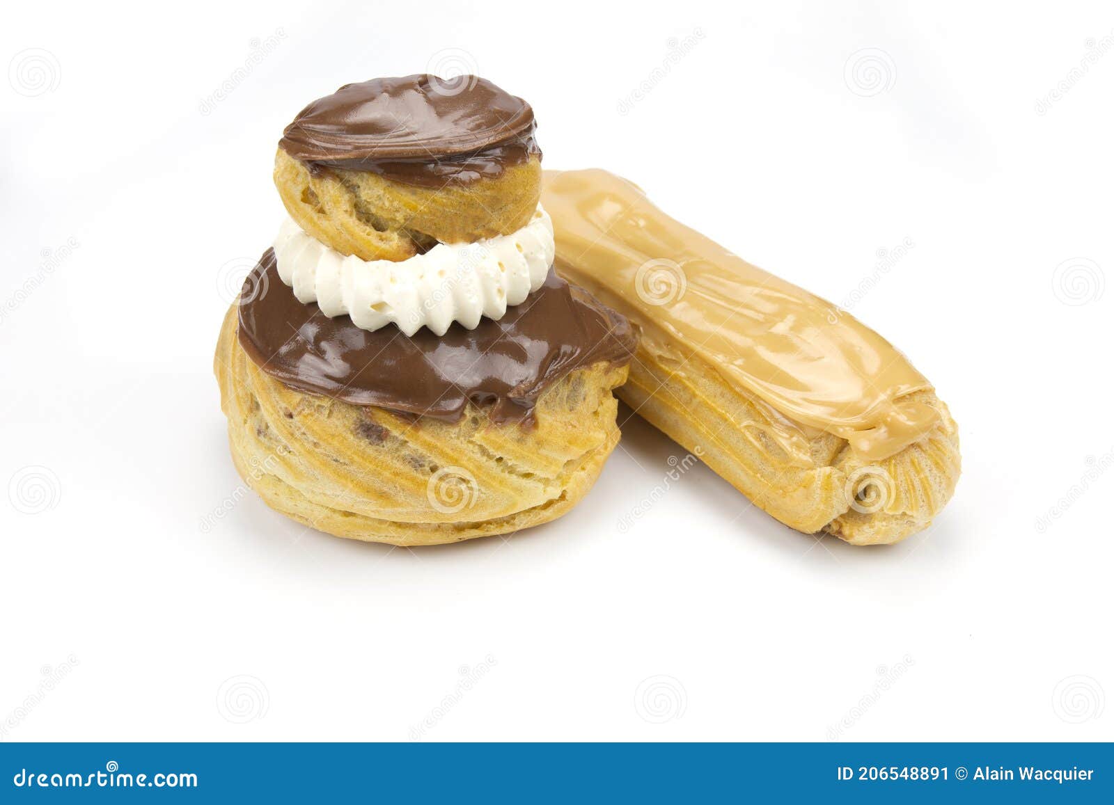 Chocolate Nun and Coffee Eclair Stock Image - Image of eclair, frosting ...