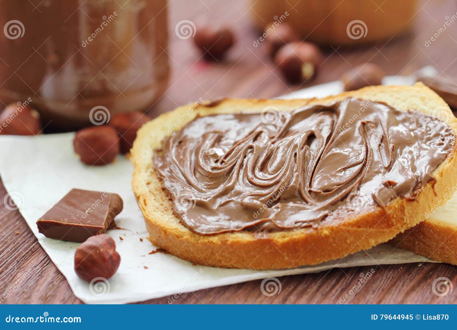 Chocolate Nut Paste with Bread Stock Image - Image of hazelnut, glass ...