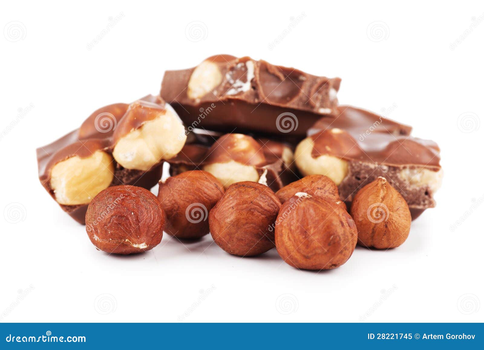 Chocolate with nuts stock image. Image of black, pile - 28221745