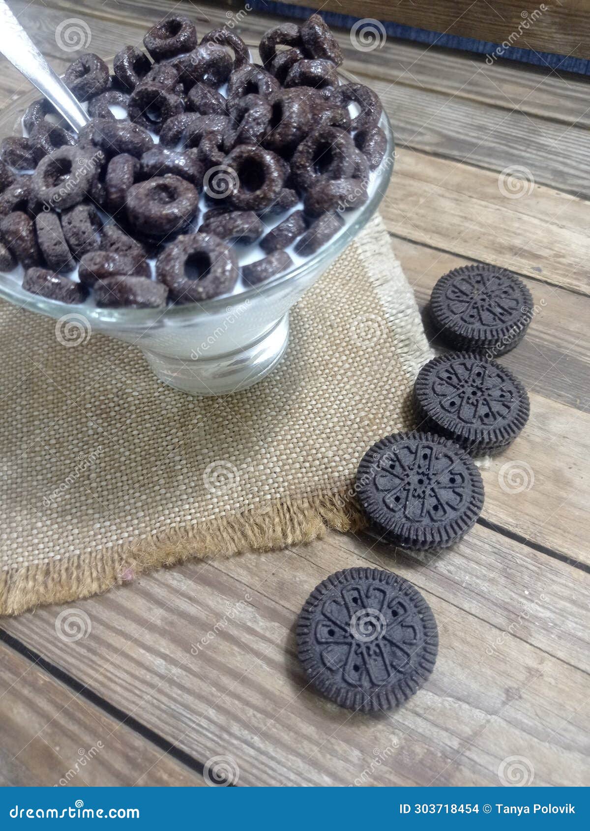 Chocolate Cornflakes with Milk Stock Photo - Image of greens, still ...