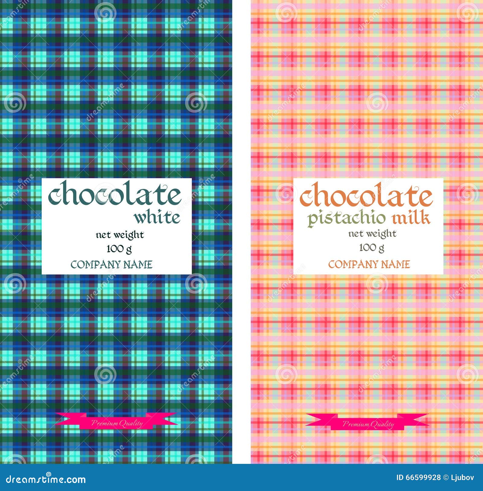 Chocolate Packaging Design. Colorful Tartan Pattern Stock Vector ...