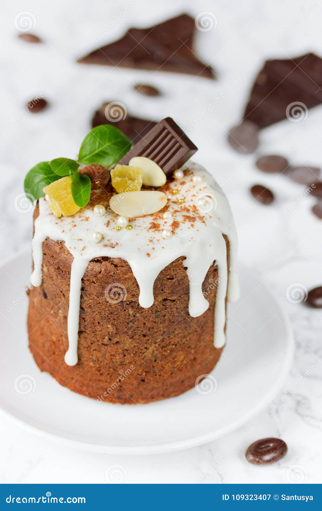 Chocolate Paska Easter Bread Stock Image - Image of background ...