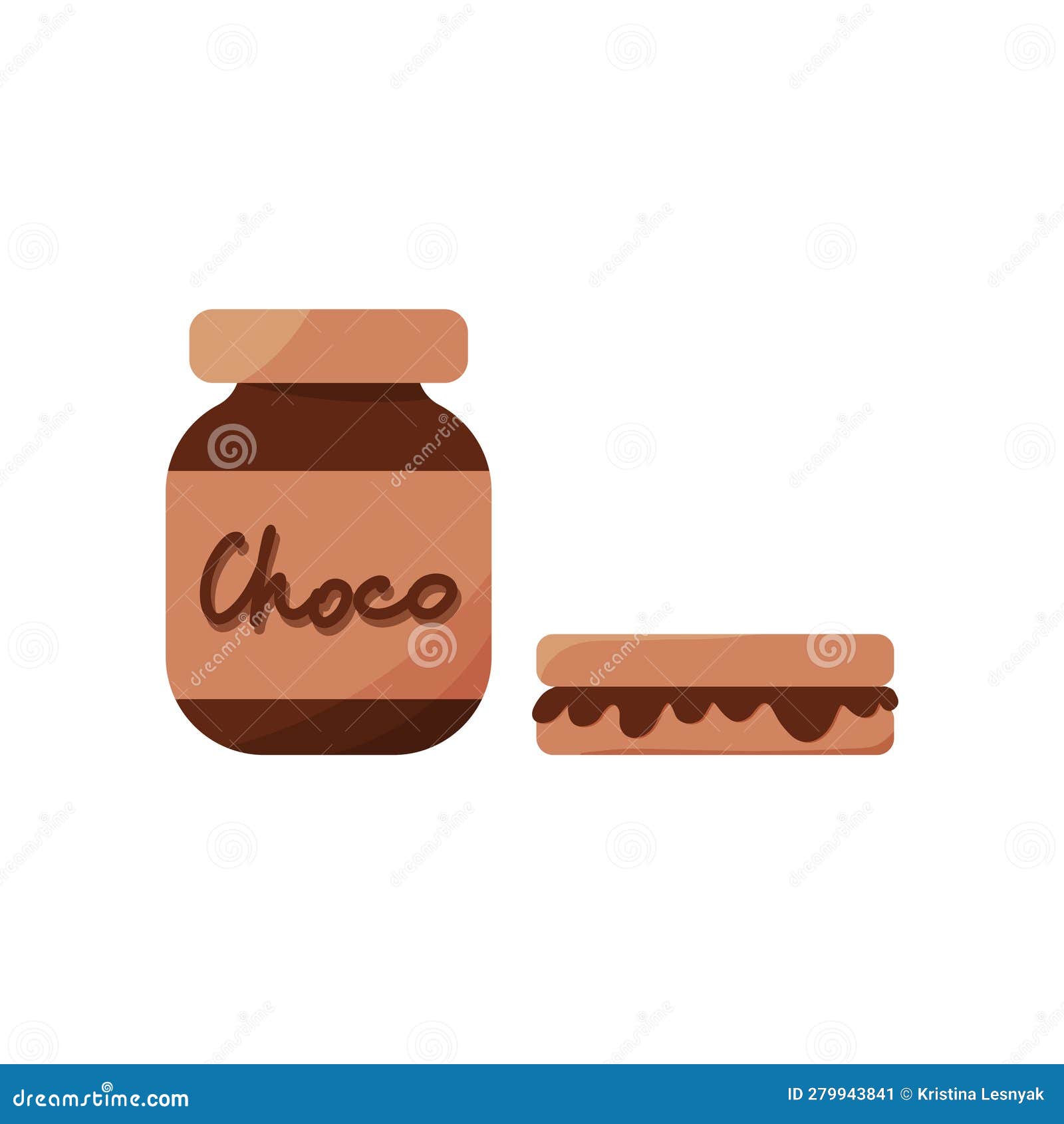 Chocolate Paste Toast Eat Sweet Food Elements Stock Vector ...