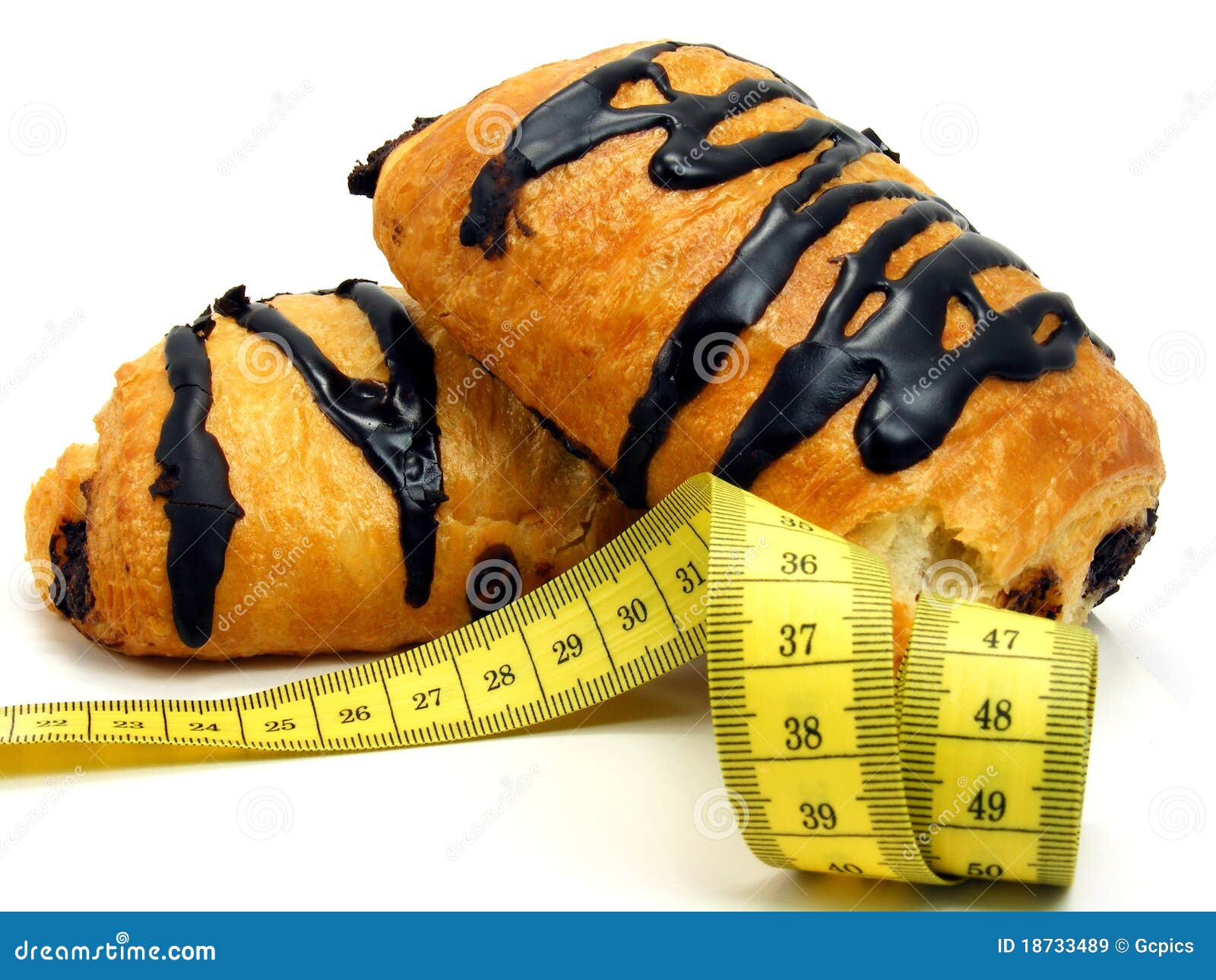 Chocolate Pastry Cakes & Measuring Tape Stock Image - Image of band ...