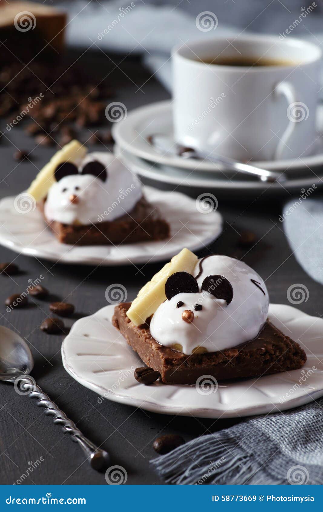Chocolate Pastry Mouse and Coffee Beans Stock Image - Image of french ...