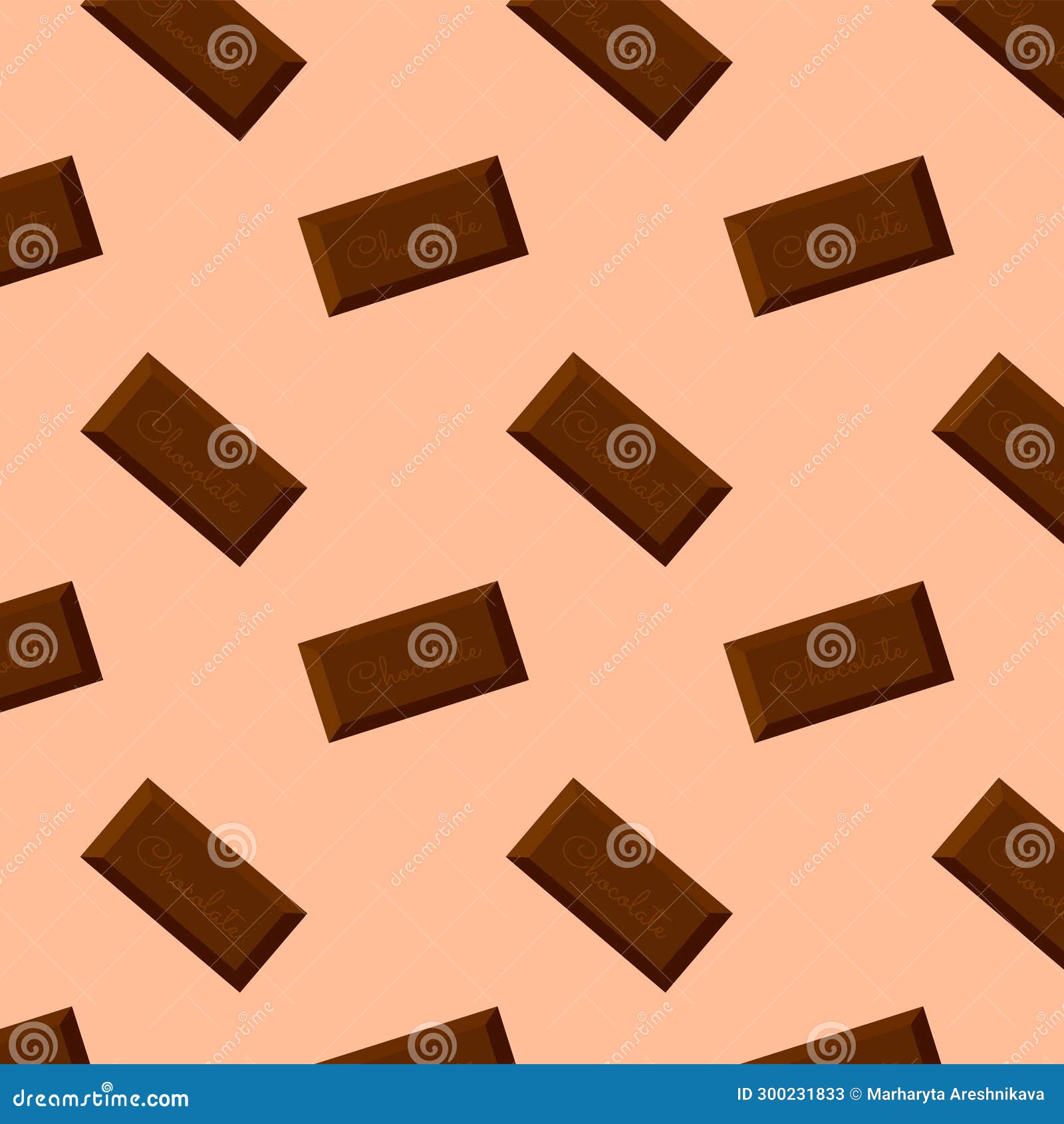 Chocolate Pattern with Bars Pieces of Chocolate in Peach Fuzz Color ...