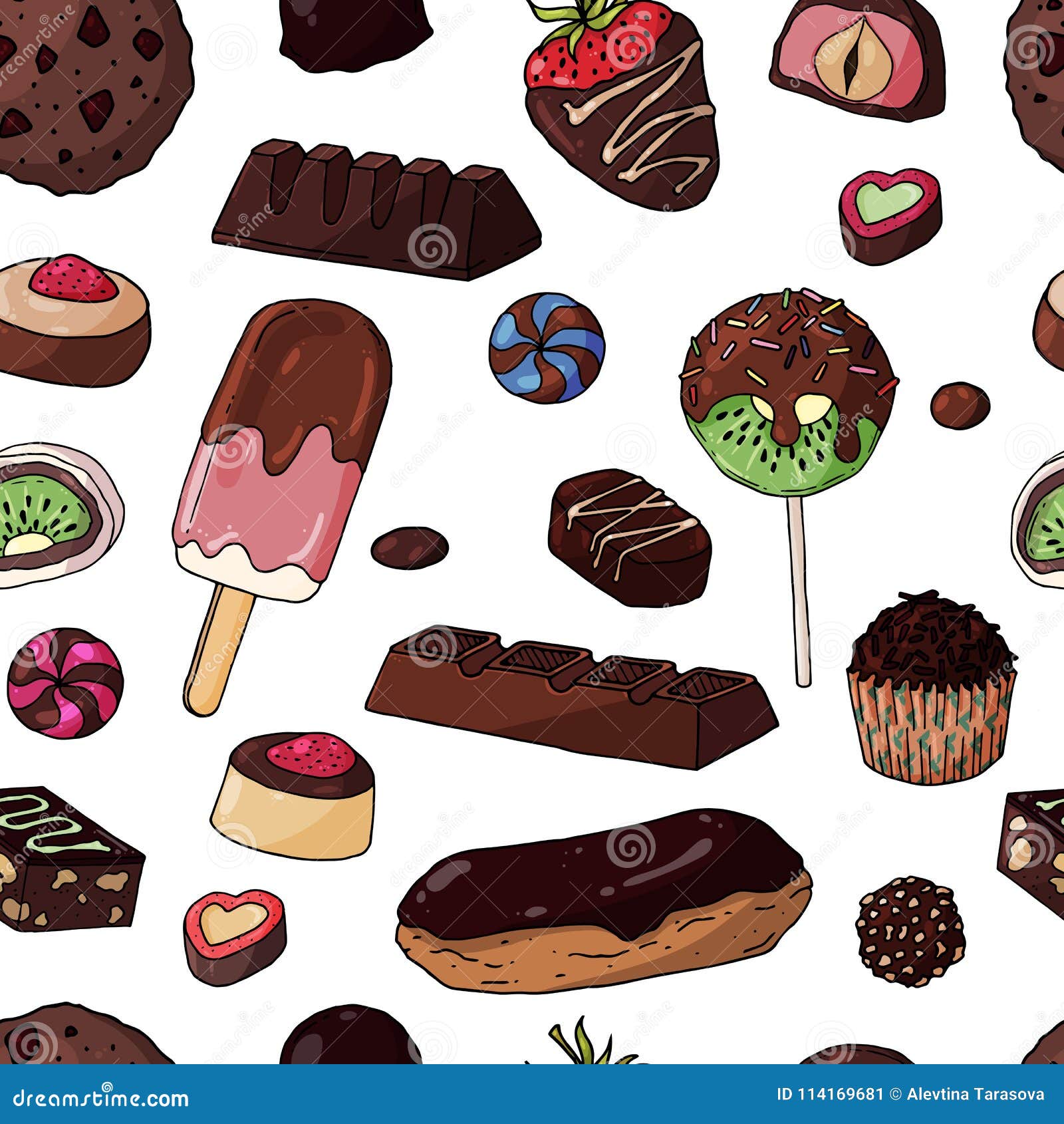 Chocolate pattern stock vector. Illustration of assortment - 114169681