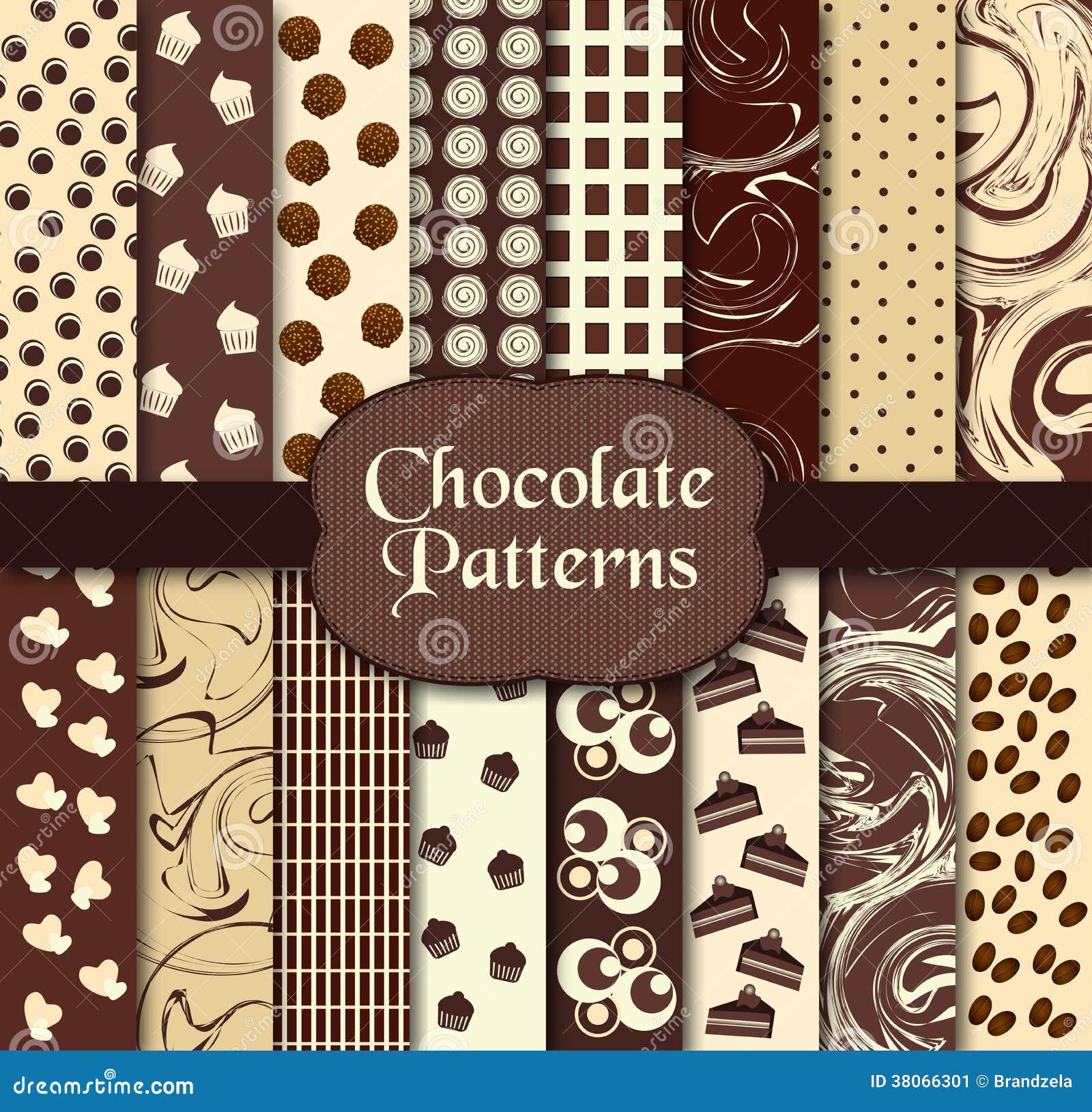 Chocolate patterns stock vector. Illustration of bakery - 38066301