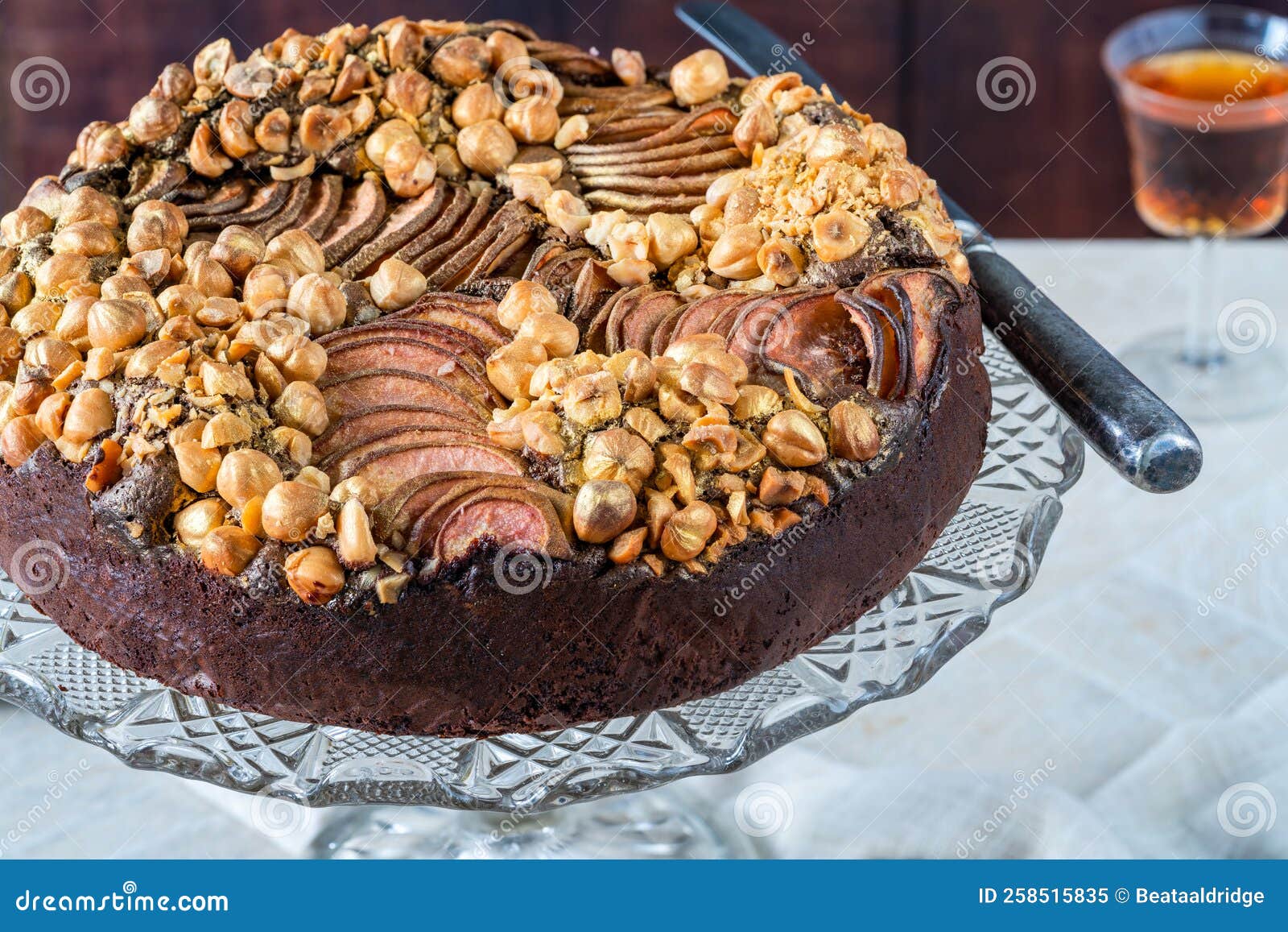 Chocolate, Pear and Hazelnut Torte Stock Image - Image of moist, cocoa ...