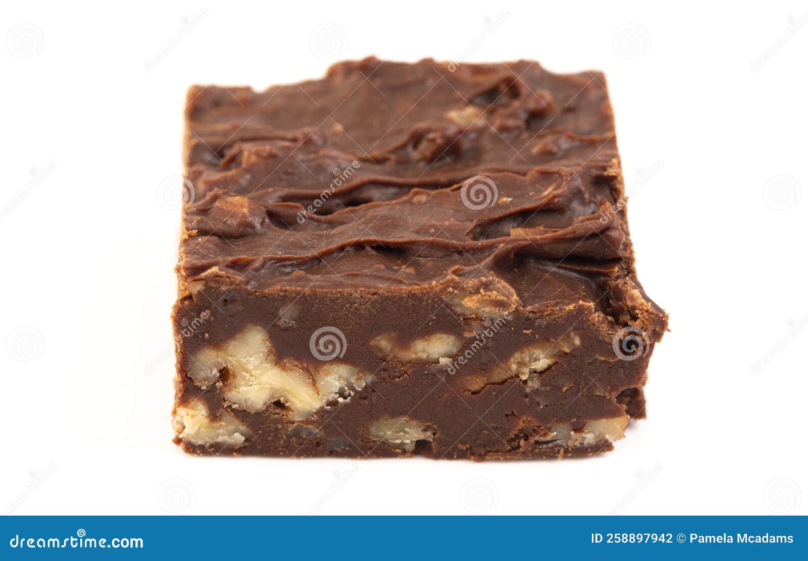Chocolate Pecan Fudge Isolated on a White Background Stock Photo ...