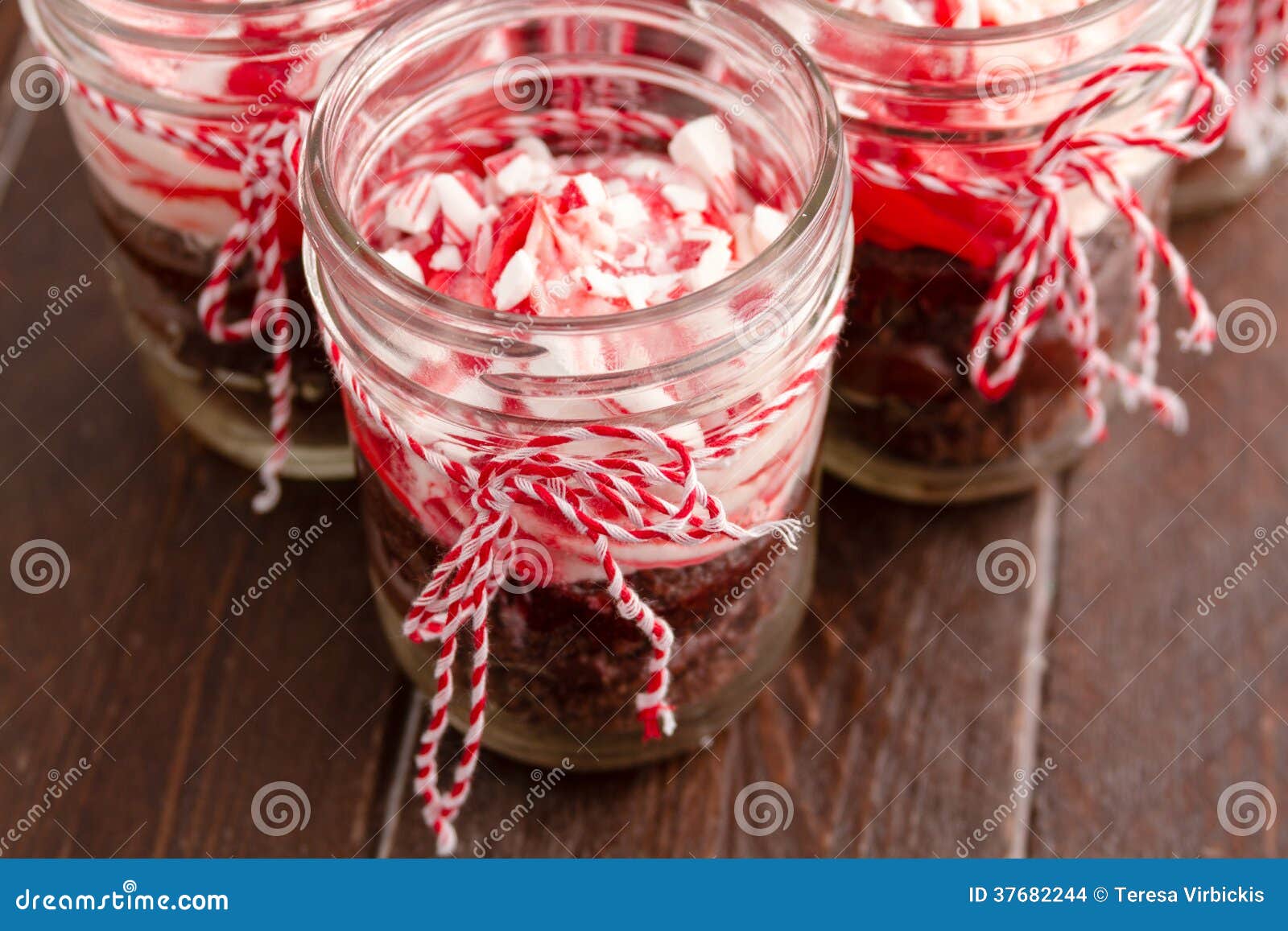 Chocolate Peppermint Cupcakes in a Jar Stock Photo - Image of white ...