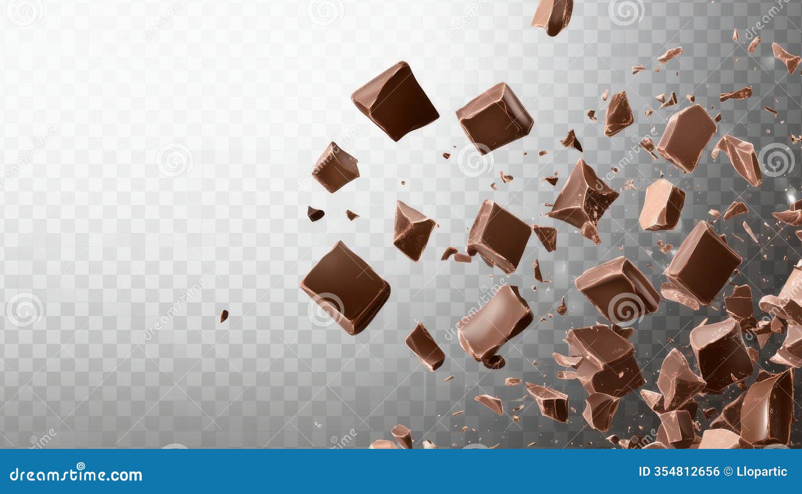 Chocolate Pieces Exploding on Transparent Background Stock Illustration ...