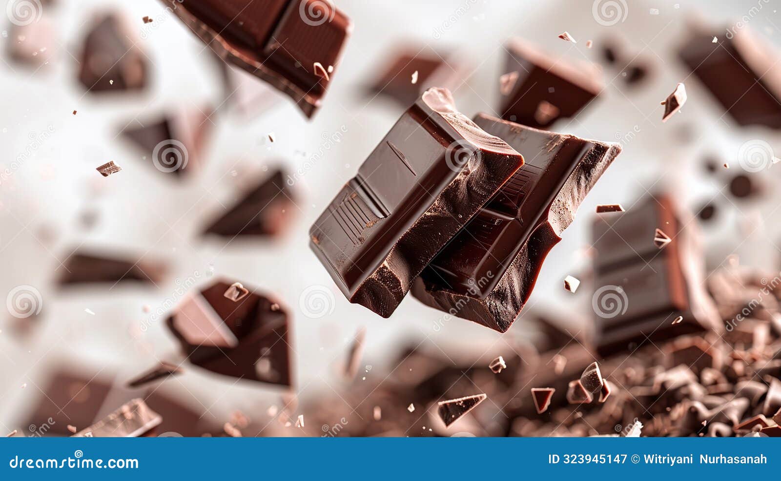 Chocolate Pieces Falling on the Ground Stock Illustration - Illustration of pieces, gourmet ...
