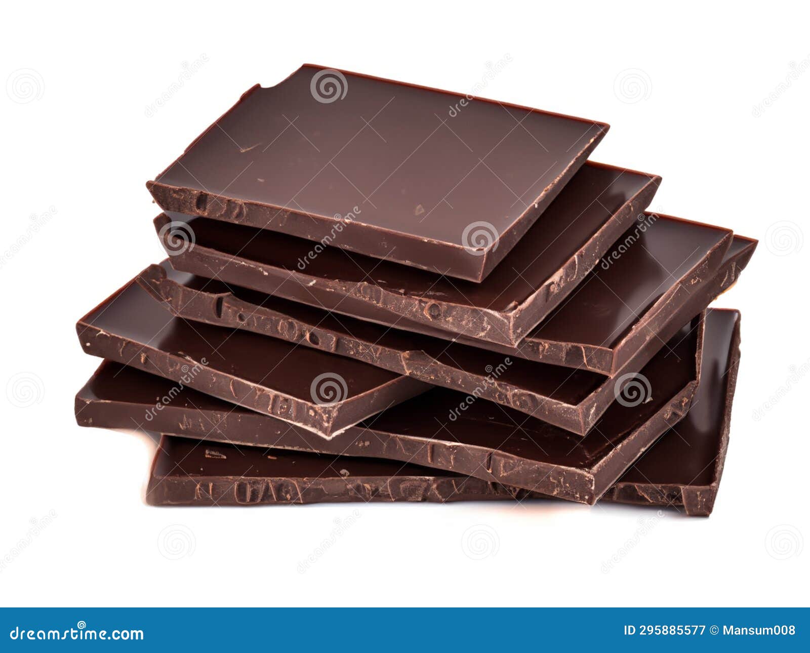Chocolate Pieces Isolated on a White Background. Chocolate Bar Stock ...