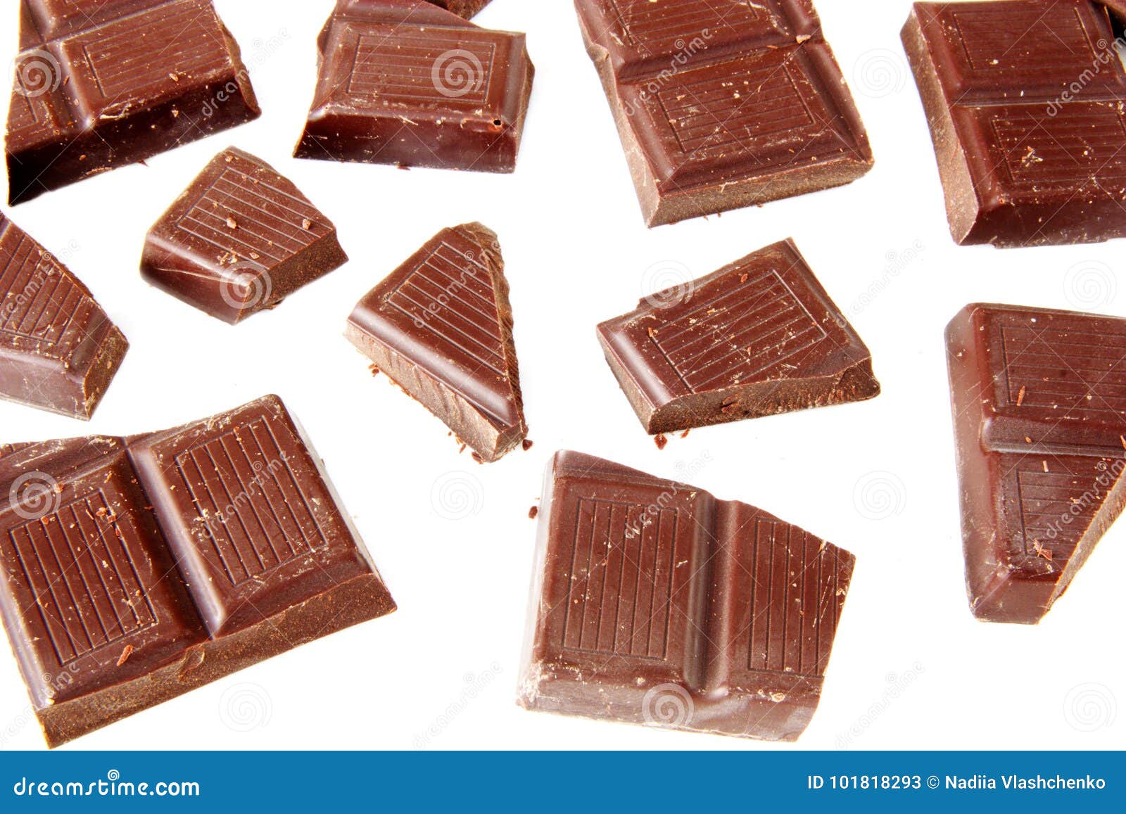 Chocolate Pieces Isolated on White Stock Image - Image of piece, milk ...