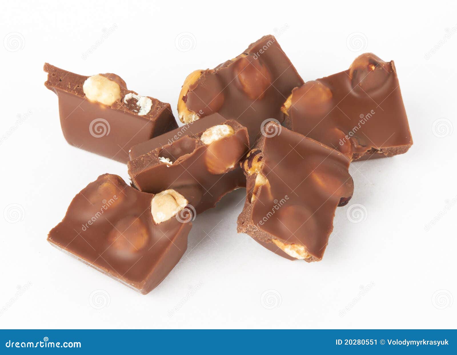 Chocolate pieces with nut stock image. Image of background - 20280551