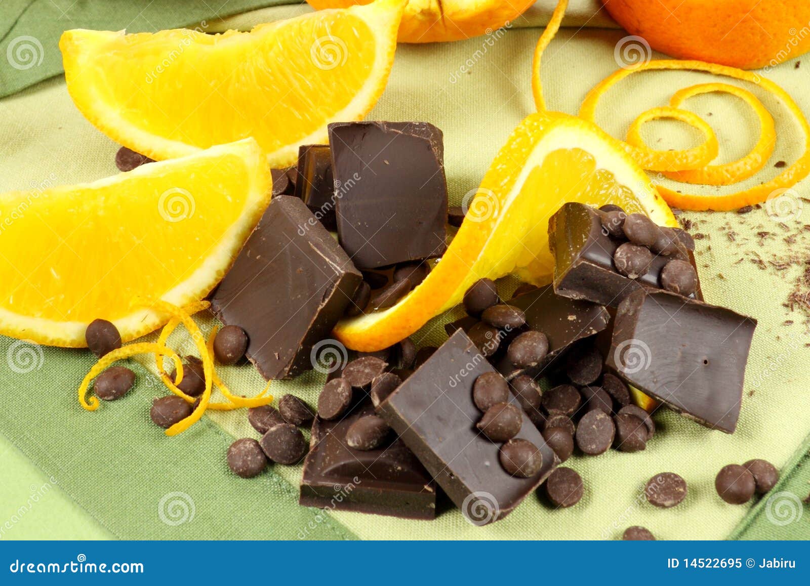 Chocolate Pieces and Orange Stock Image - Image of cacao, juicy: 14522695