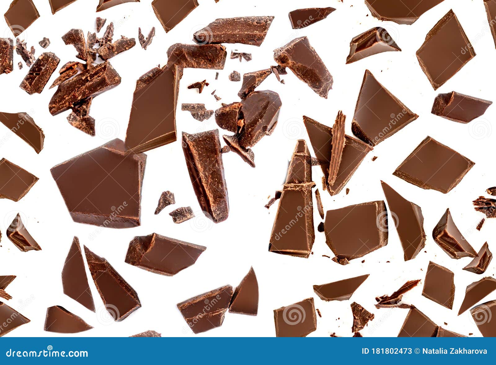 Chocolate Pieces Pattern. Chocolate Chunks Isolated on White Background ...
