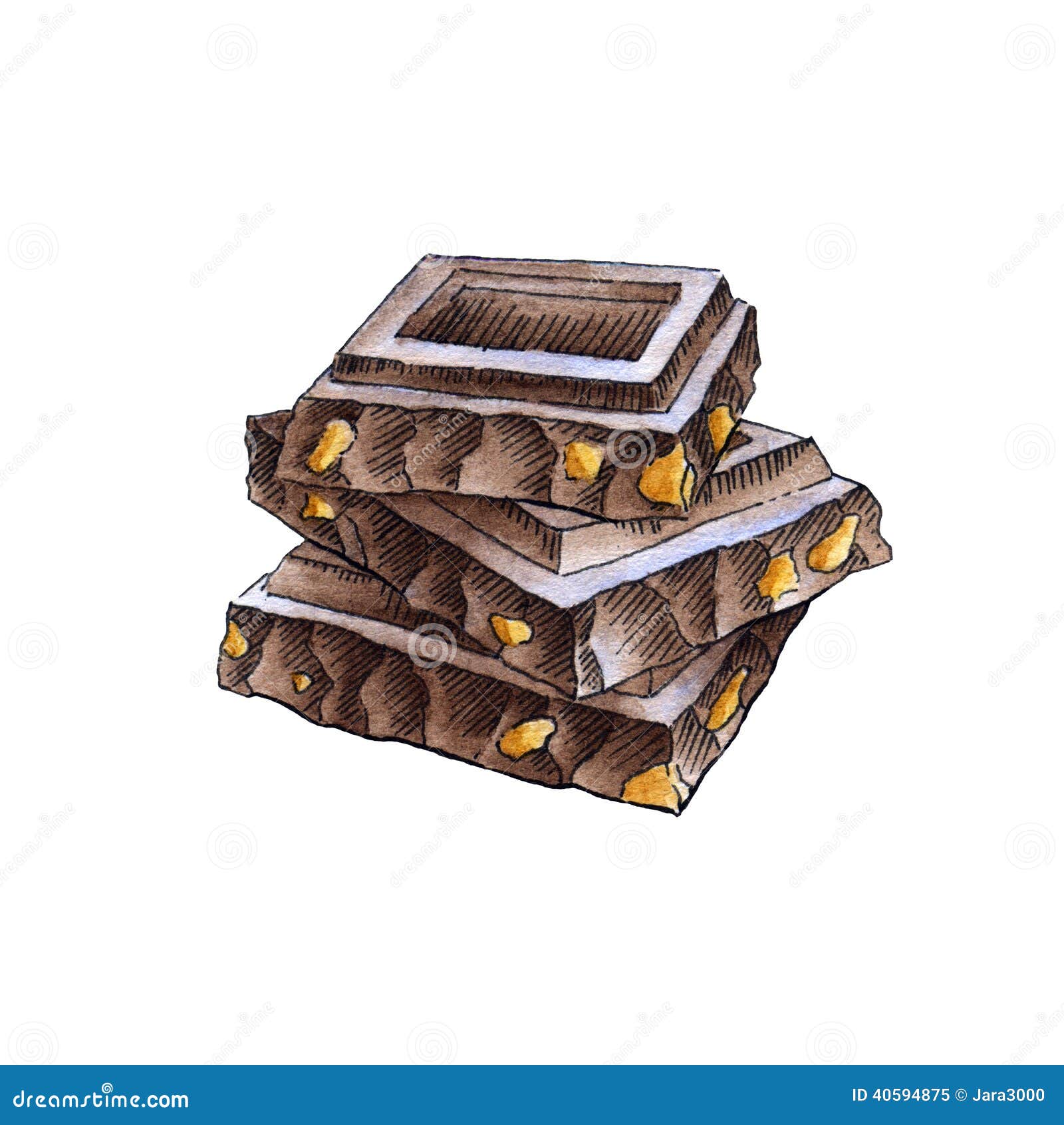 Chocolate Pieces in the Stack Stock Illustration - Illustration of dark ...