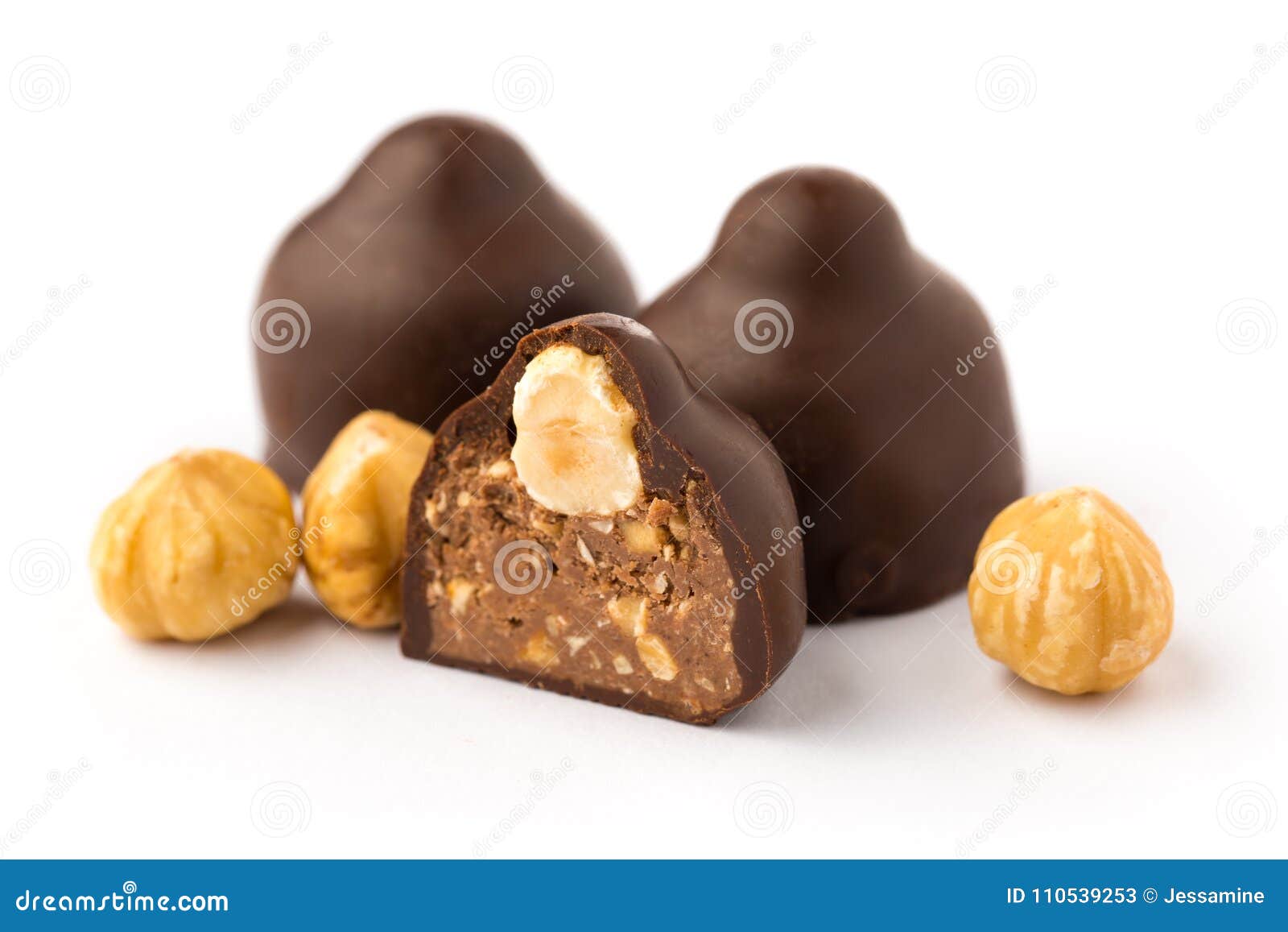 Chocolate Praline with Hazelnut I Stock Image - Image of truffle ...