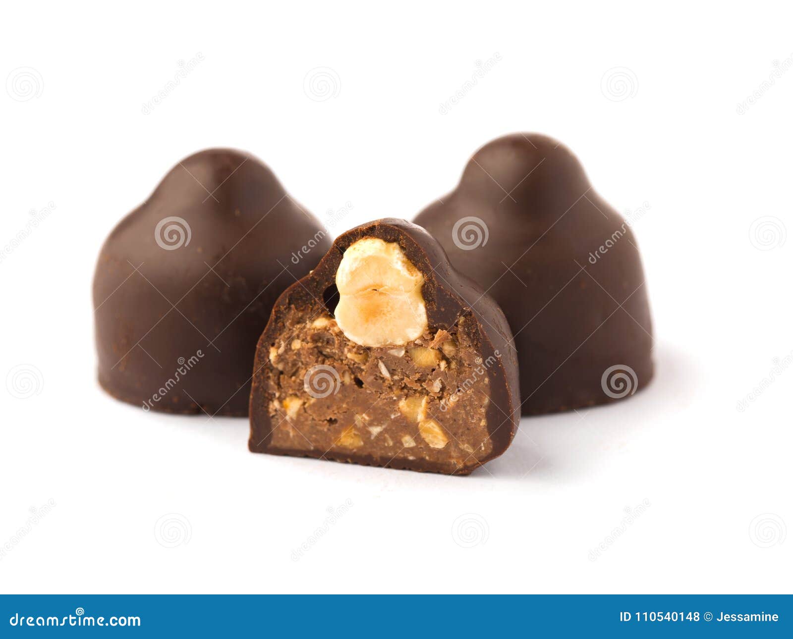 Chocolate Praline with Hazelnut Stock Photo - Image of pralines, torn ...