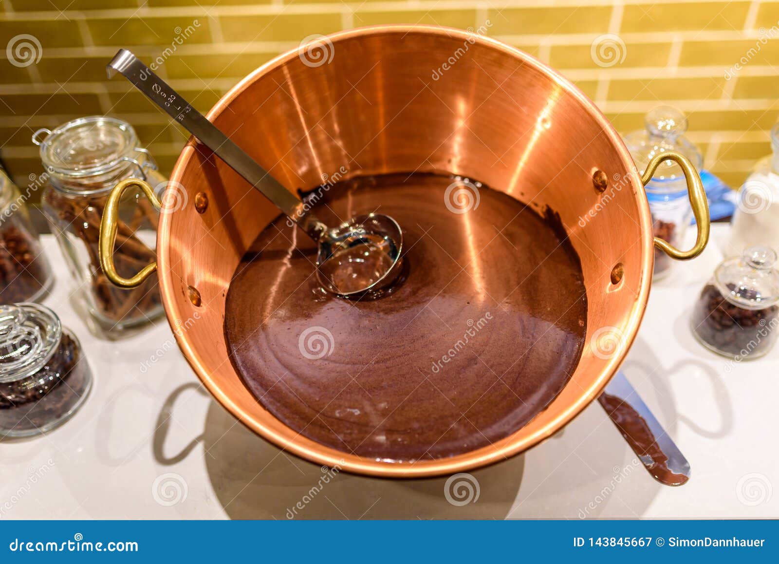 Chocolate Preparation - Making Chocolate in the Kitchen Stock Image ...